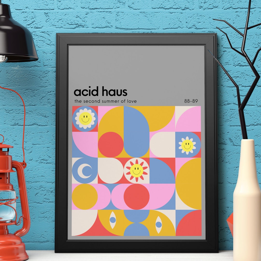Acid House Smiley Bauhaus Style Acid Haus Print - Etsy