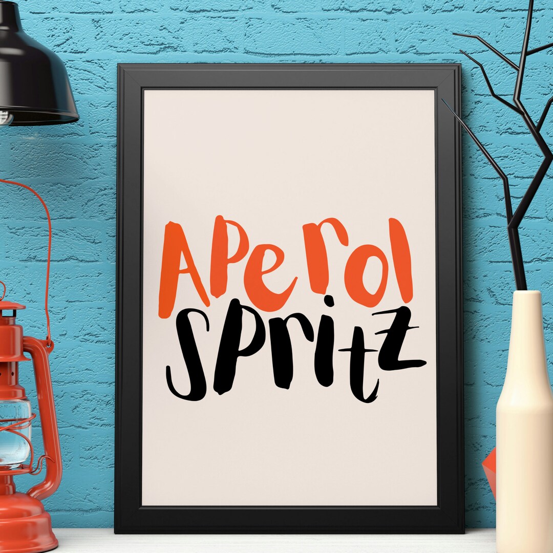 Aperol Spritz Poster Typography Print Bar Prints Kitchen Diner Print ...