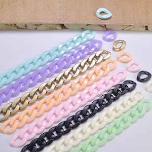 50pcs Mixed Color Chunky Chain Links,plastic Open Chain Links,curb ...