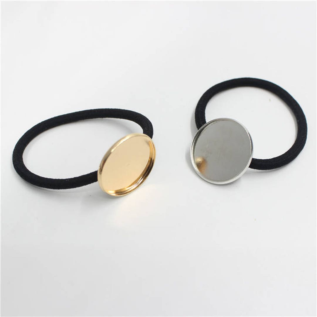 10pcs Hair Elastic Ring W/ 20mm/25mm KC Gold and White K Round Metal ...