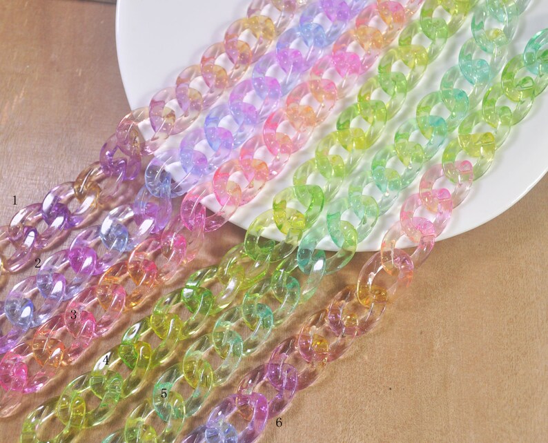 Two Color Transparent Plastic Chain,27.5“ Chunky Chain Links,plastic ...