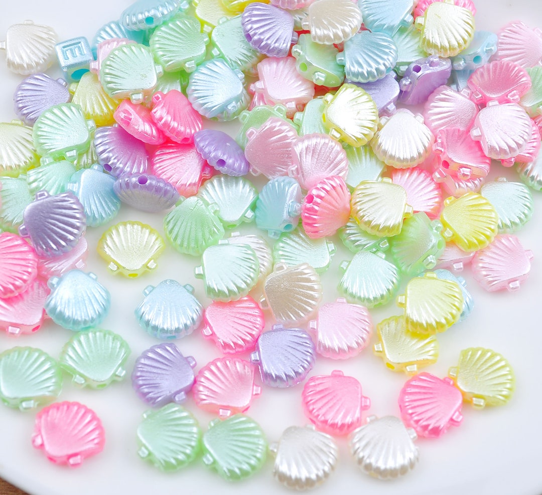 100/200PCS Acrylic Shell Beads，shells Spacer Beads,pearlized Pastel ...