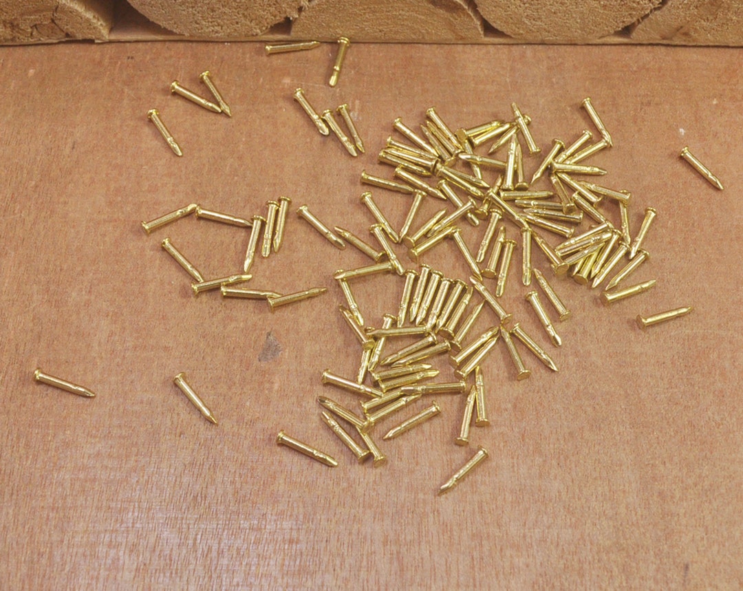 100pcs Solid Brass Brad Nails 2x8mm, Tacks, Nails, Brads. Small, Tiny ...
