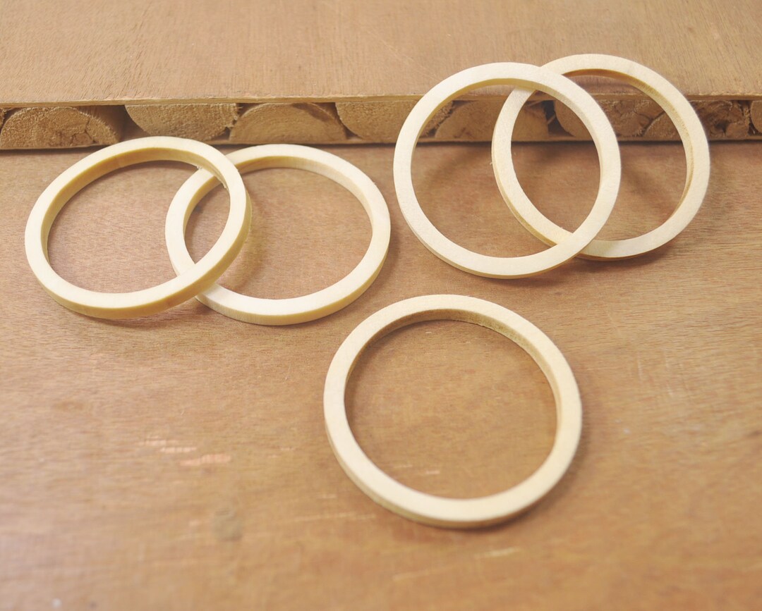 20pcs 49mm Natural Flat Wood Ring,large Unfinished Wooden Rings for ...