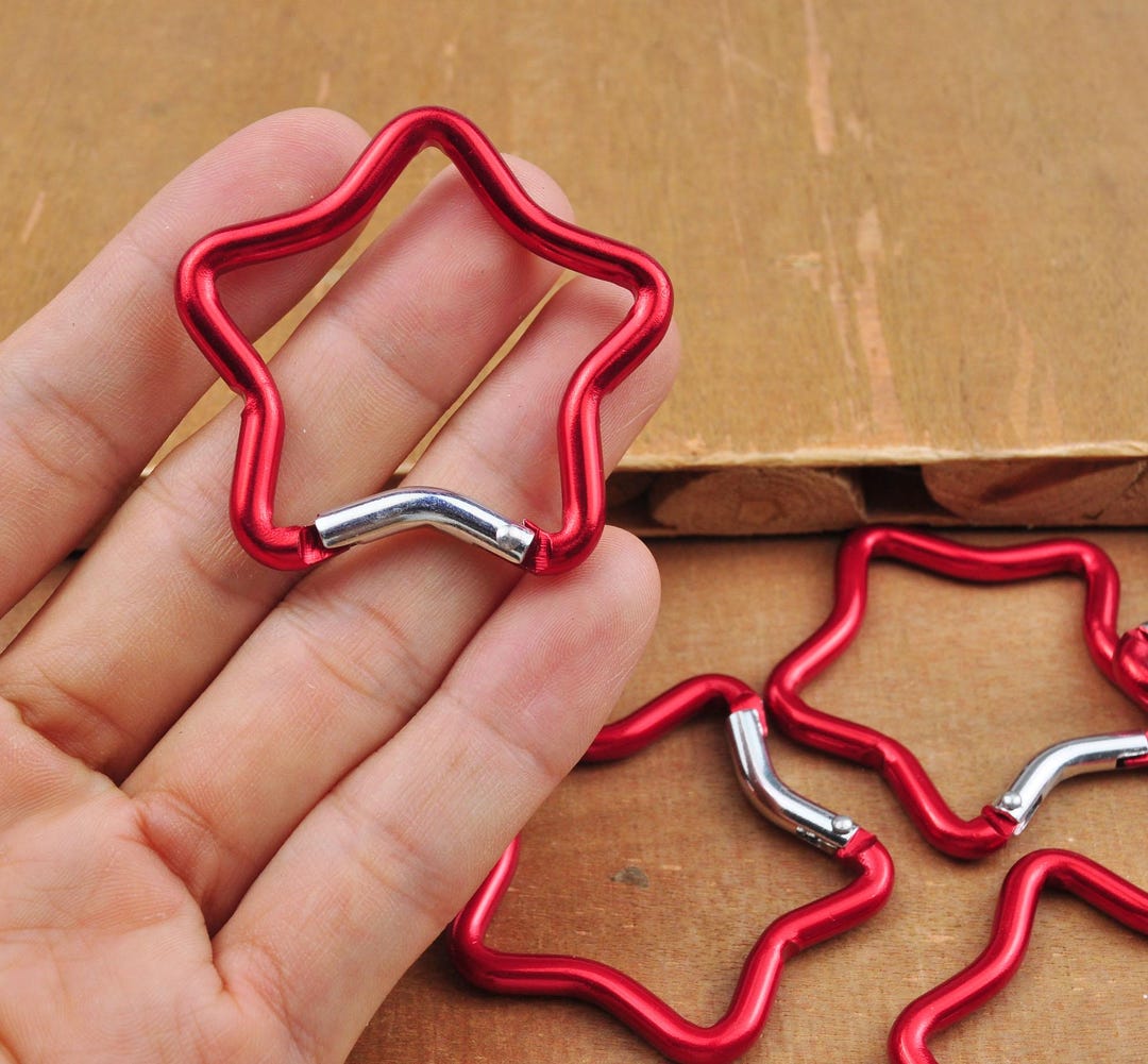 1pcs-50pcs Red Star Shaped Carabiner Spring Belt Clip Key Chain Clip,1. ...