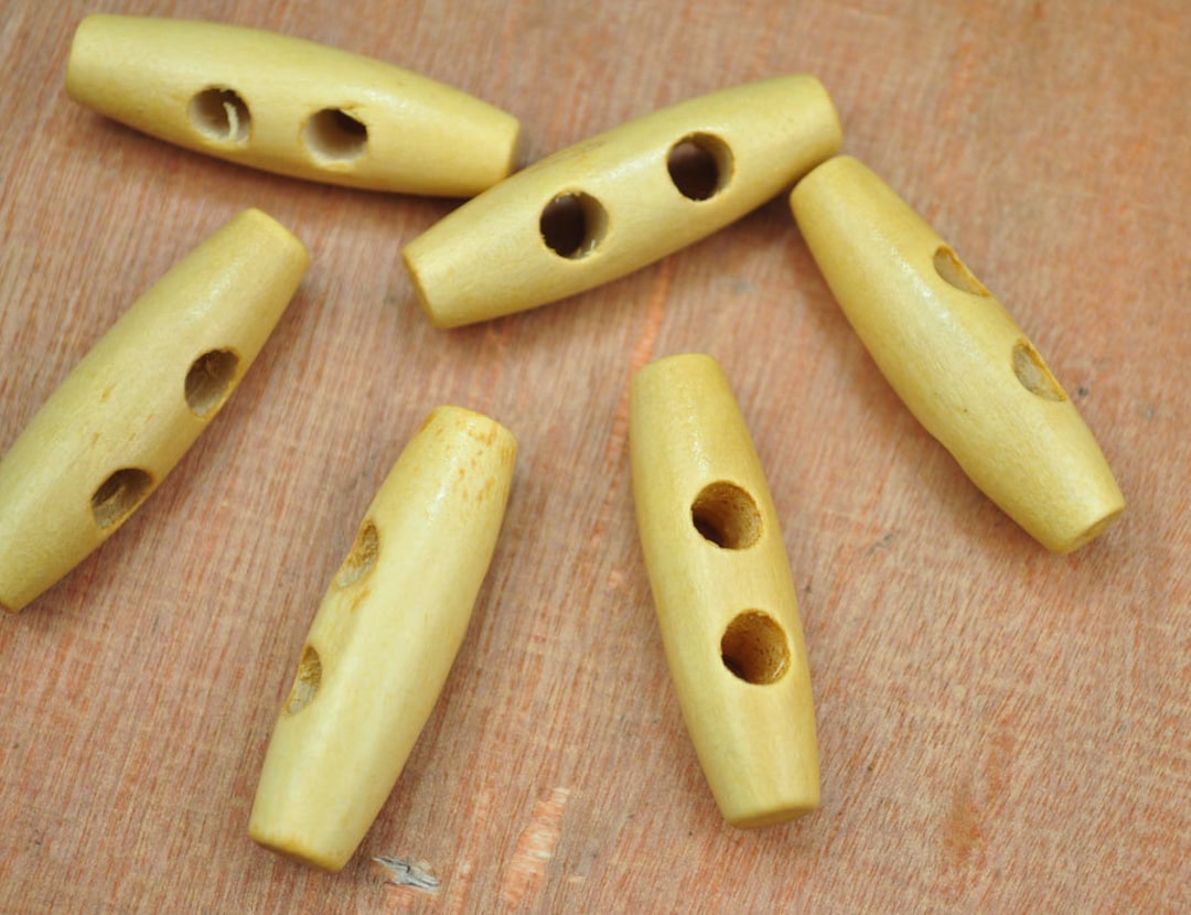 Set of 10 Wooden Buttons, 2 Holes Wooden Toggles/wooden Buttons ...