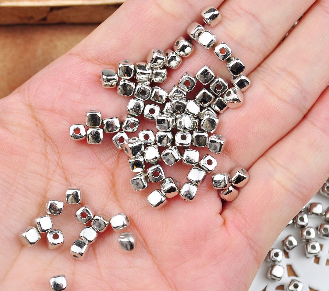 4mm Silver Tiny Square Shape Beads,cute Plastic Square Spacer Beads,ccb ...