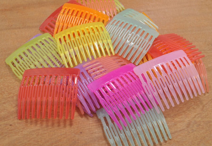 Hair Combs,20 Pcs Mixed Color Plastic Hair Combs 11 Teeth (46mmx52mm ...