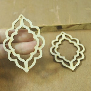 10 Pieces Drop Shape Wood Pendants,unfinished Natural Wooden Filigree ...
