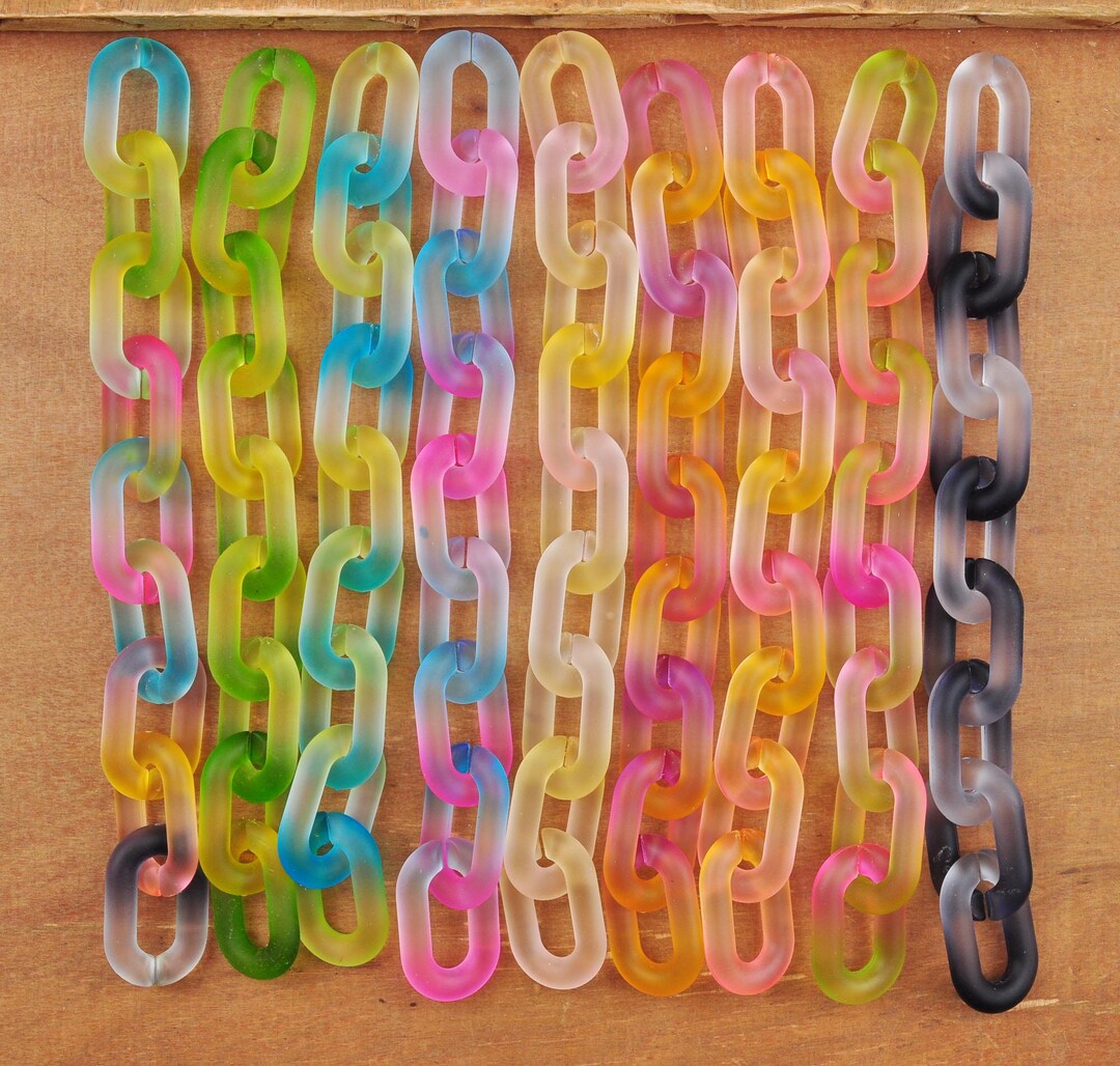 8 Colors,rainbow Oval Cable Chunky Chain Links,plastic Open Chain Link ...