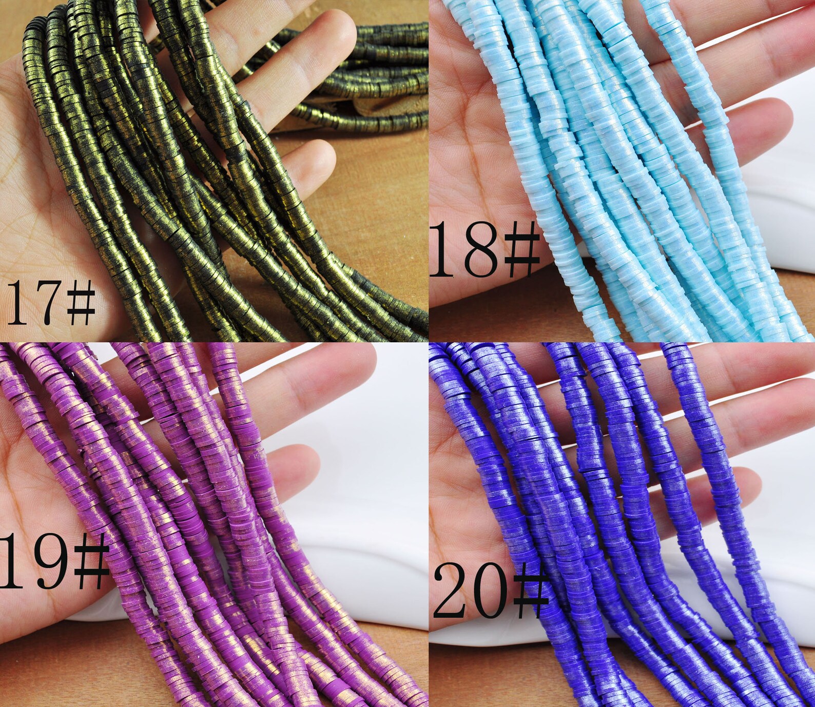 1 Strand Shinning Silver Multicoloured Polymer Clay Beads,6mm Heishi ...