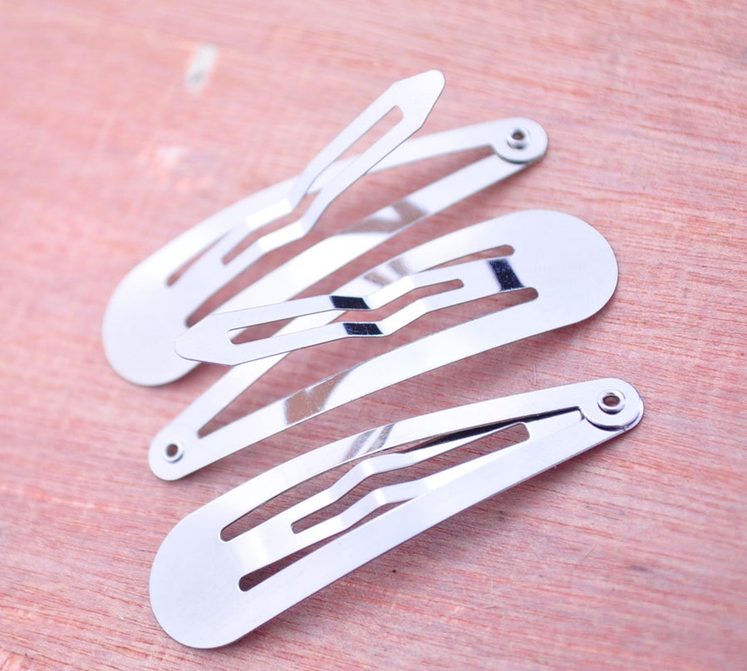 100pc 49x14mm Silver Plated Metal Hair Baby Snap Clip,drop Clip,snap ...