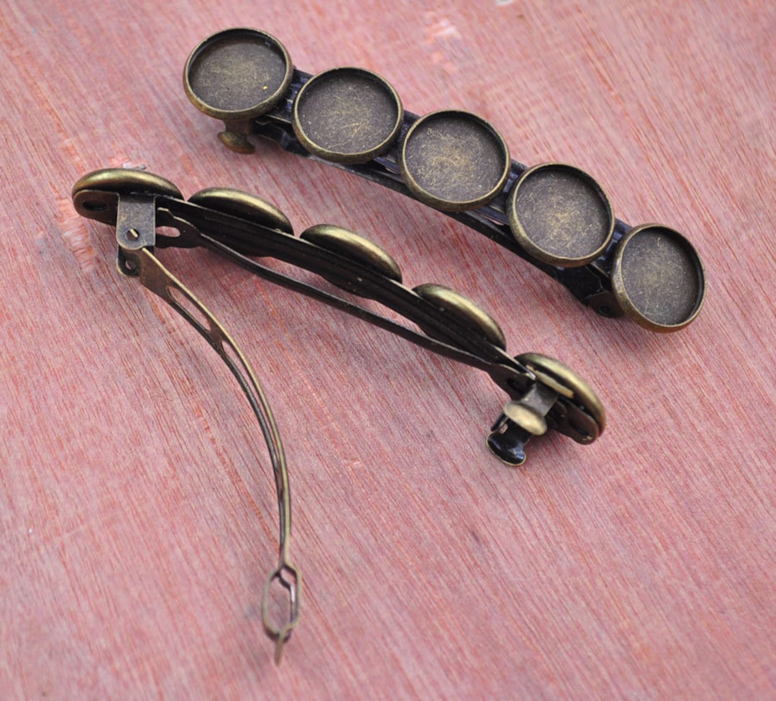 Hair Clip Blank,5pcs Antique Bronze Round Frame Hair Clips French ...