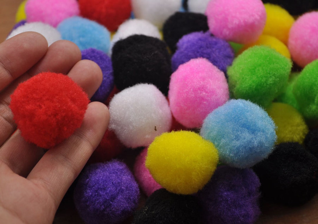 100pcs-30mm Mix Color Polyester Pom Poms - Craft Pom Poms - Ball Pom ...