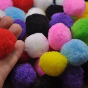 100pcs-30mm Mix Color Polyester Pom Poms - Craft Pom Poms - Ball Pom ...