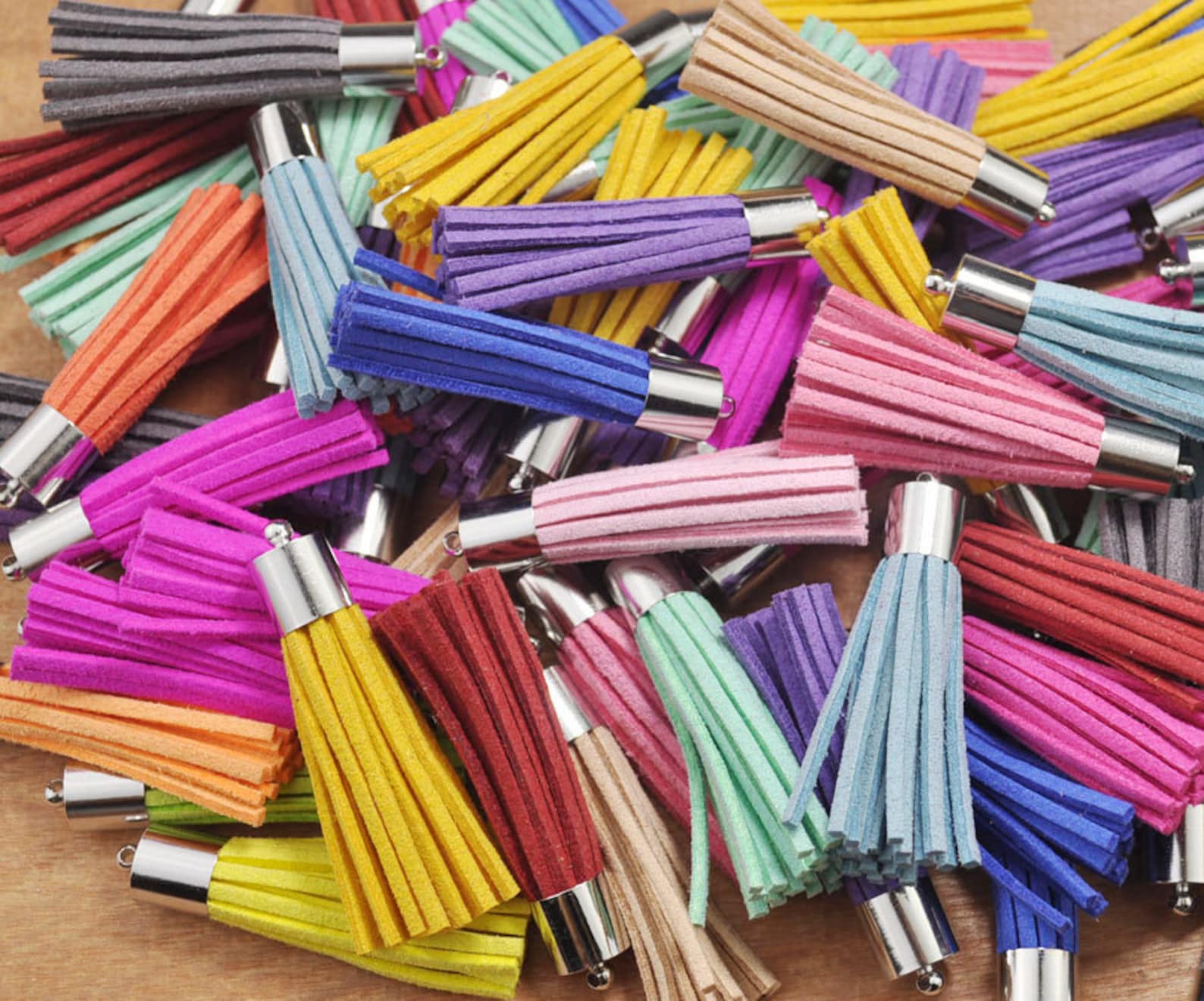 Tassel50pcs Mix Color Suede Leather Tassels Fiber Tassel - Etsy