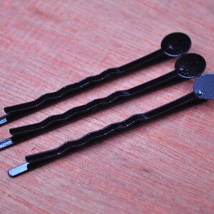 Black Bobby Pin Blanks,100pcs Black Stone Metal Hair Clips With 8mm ...