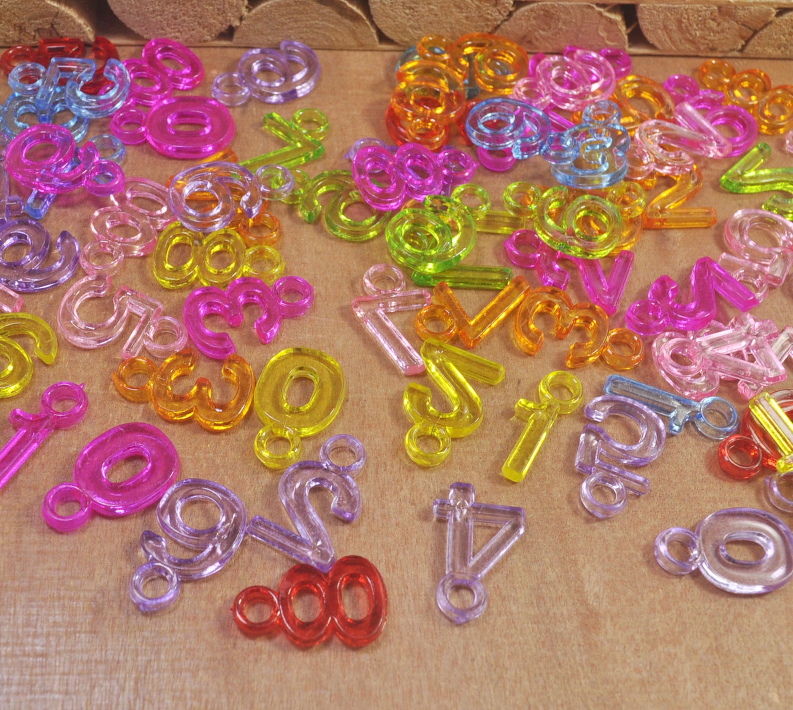 100pcs Acrylic Number Pendants,number Beads, Mixed Color Numbers on ...