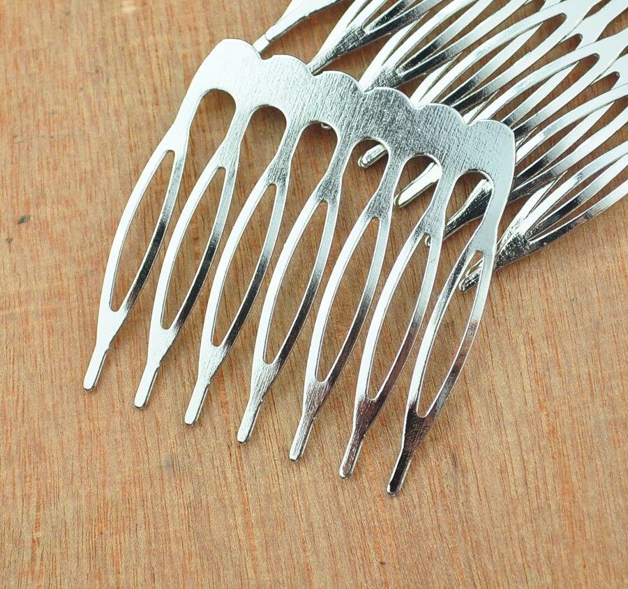 50pcs 8 Teeth Silver Metal Hair Combs Silver Plated Comb - Etsy
