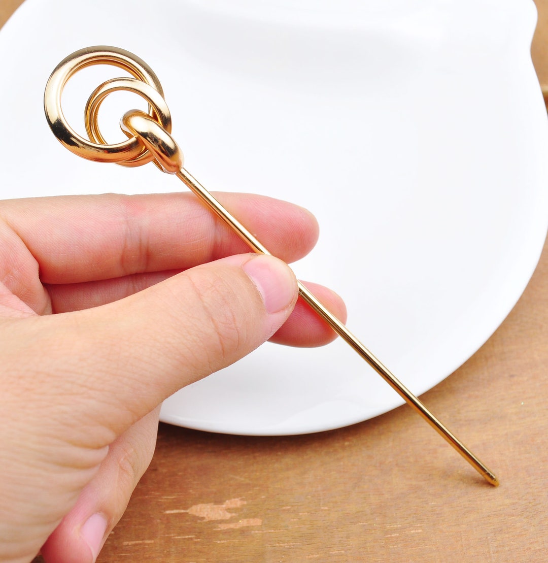 5.6" Long Metal Hair Stick, Simple Hair Stick for Long Hair, KC Gold ...