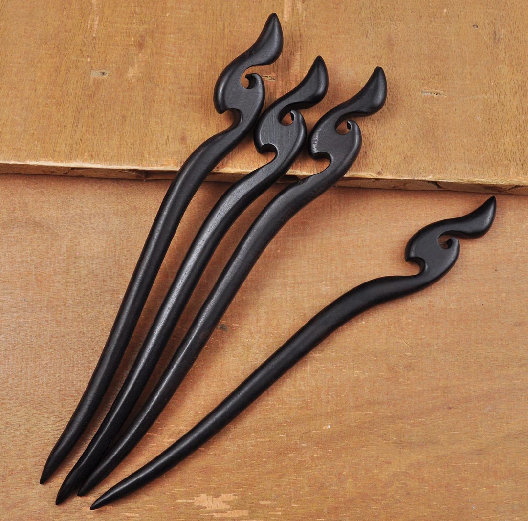 High Quality Ebony Wood Hair Stick,hand Fine Carved Wood Hairpin ...