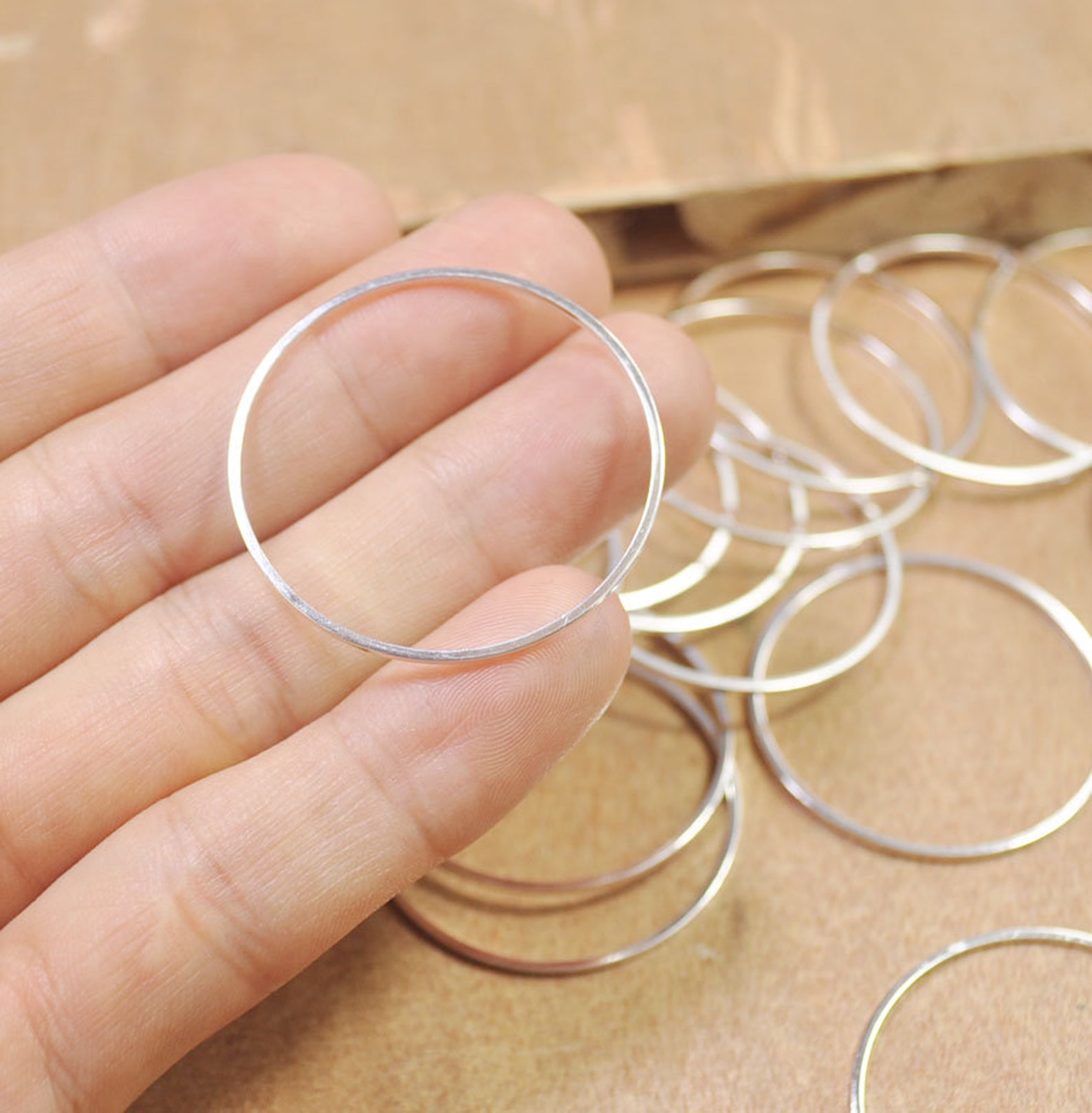 50pcs 35mm Silver Plated Circle Rings,round Brass Cut Tube Circles ...