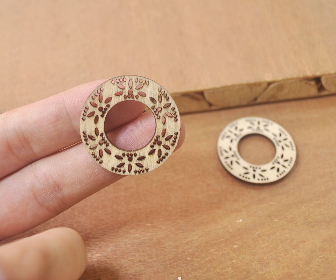 10pcs Small Round Pendants,natural Wood Flower Earring Pendant,wooden ...