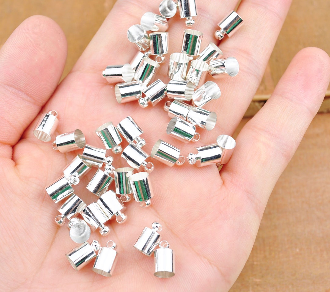 End Caps -100pcs Silver Plated Brass End Cap,tassel Leather Cord End ...