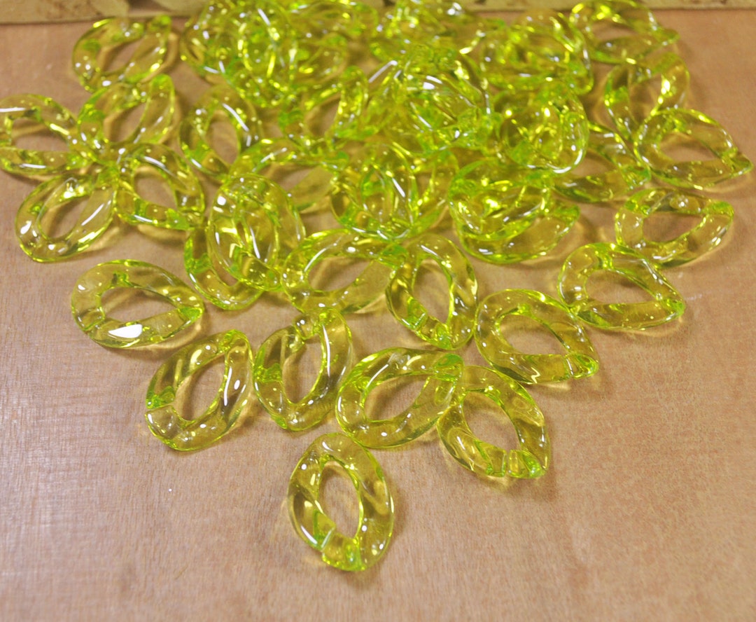 50pcs Green Transparent Plastic Chain, Chunky Chain Links, Open Chain ...