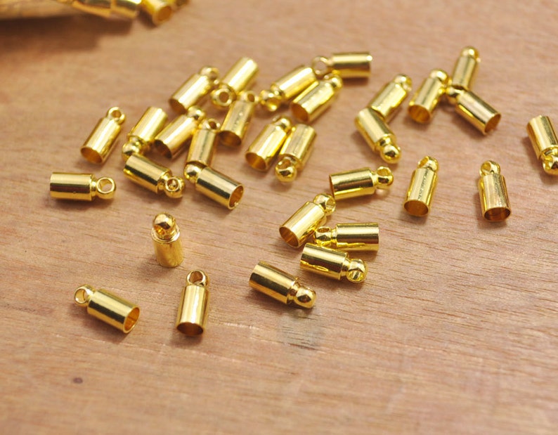Small End Caps 100pcs Gold Plated Brass End Cap Clasp Clips | Etsy