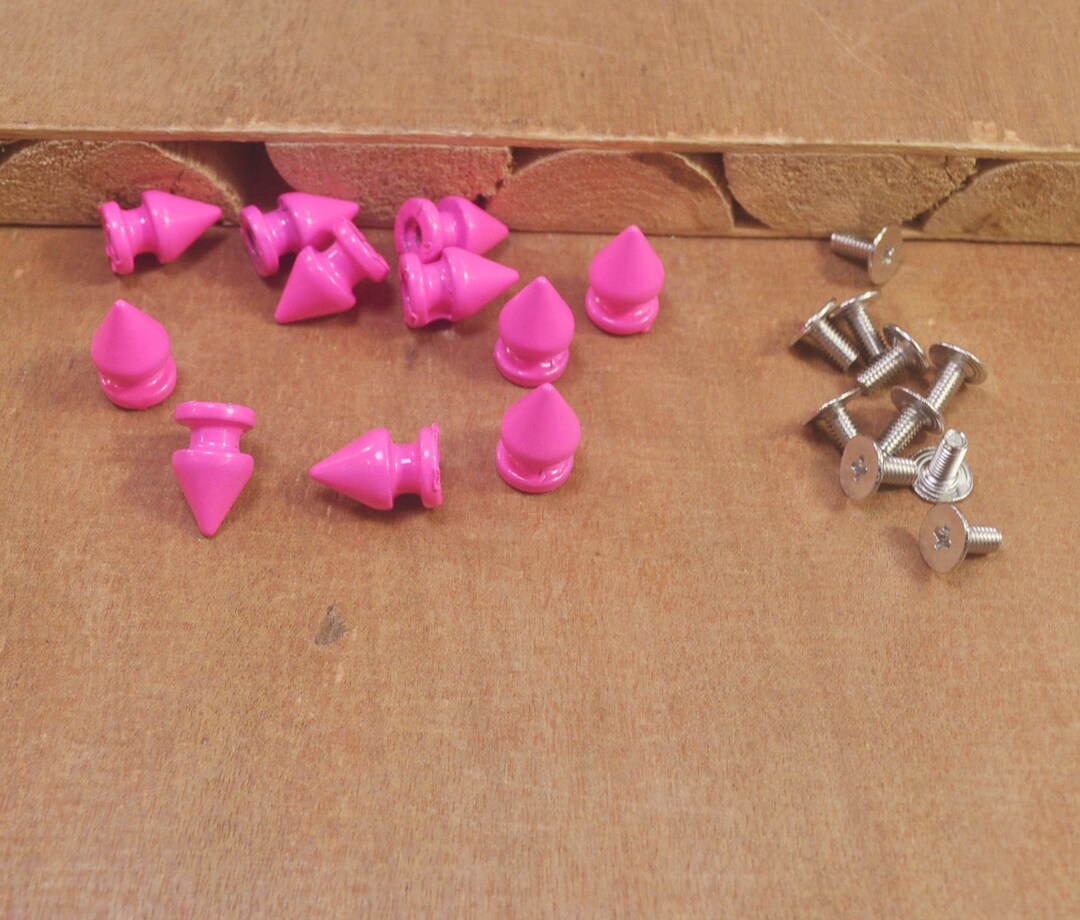 50pcs 8x12mm Hot Pink Spikes and Studs for Leather Clothing, Screwback ...