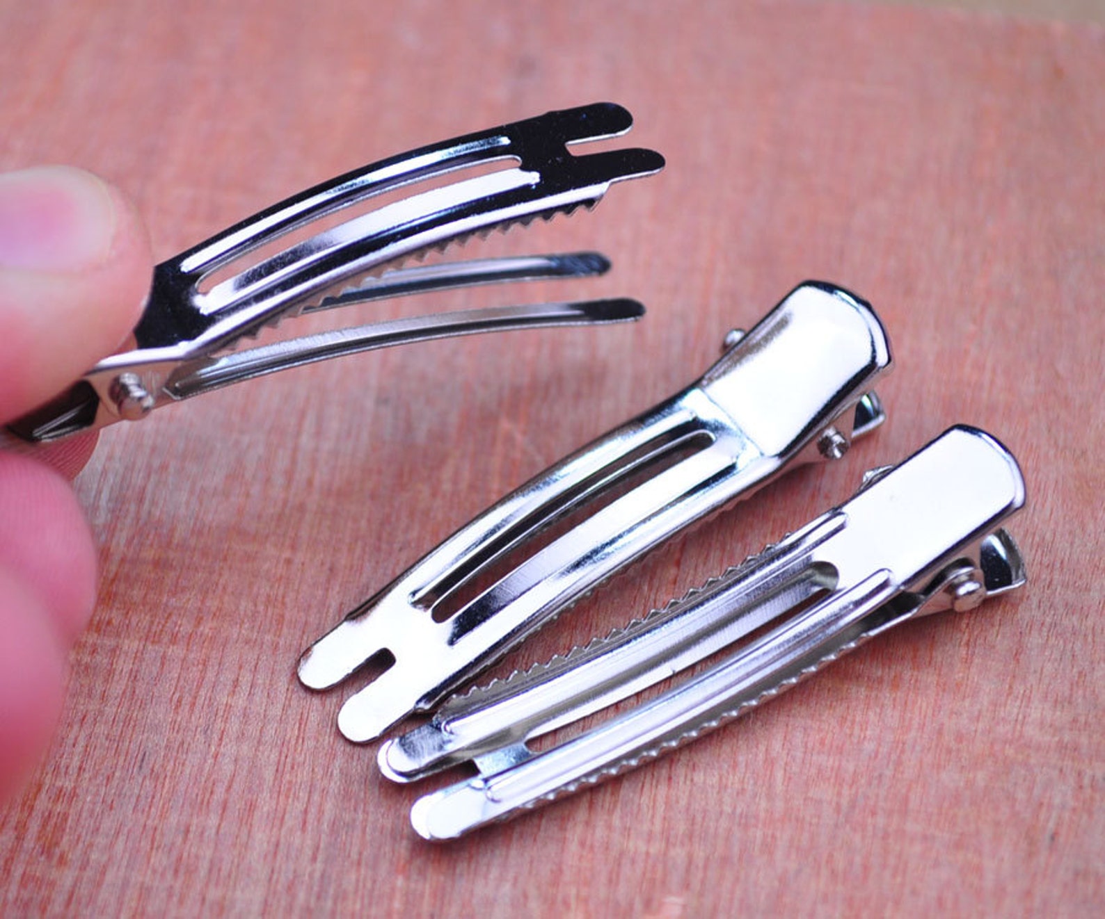 50pc Silver Double Prong Metal Hair Alligator Clip With - Etsy