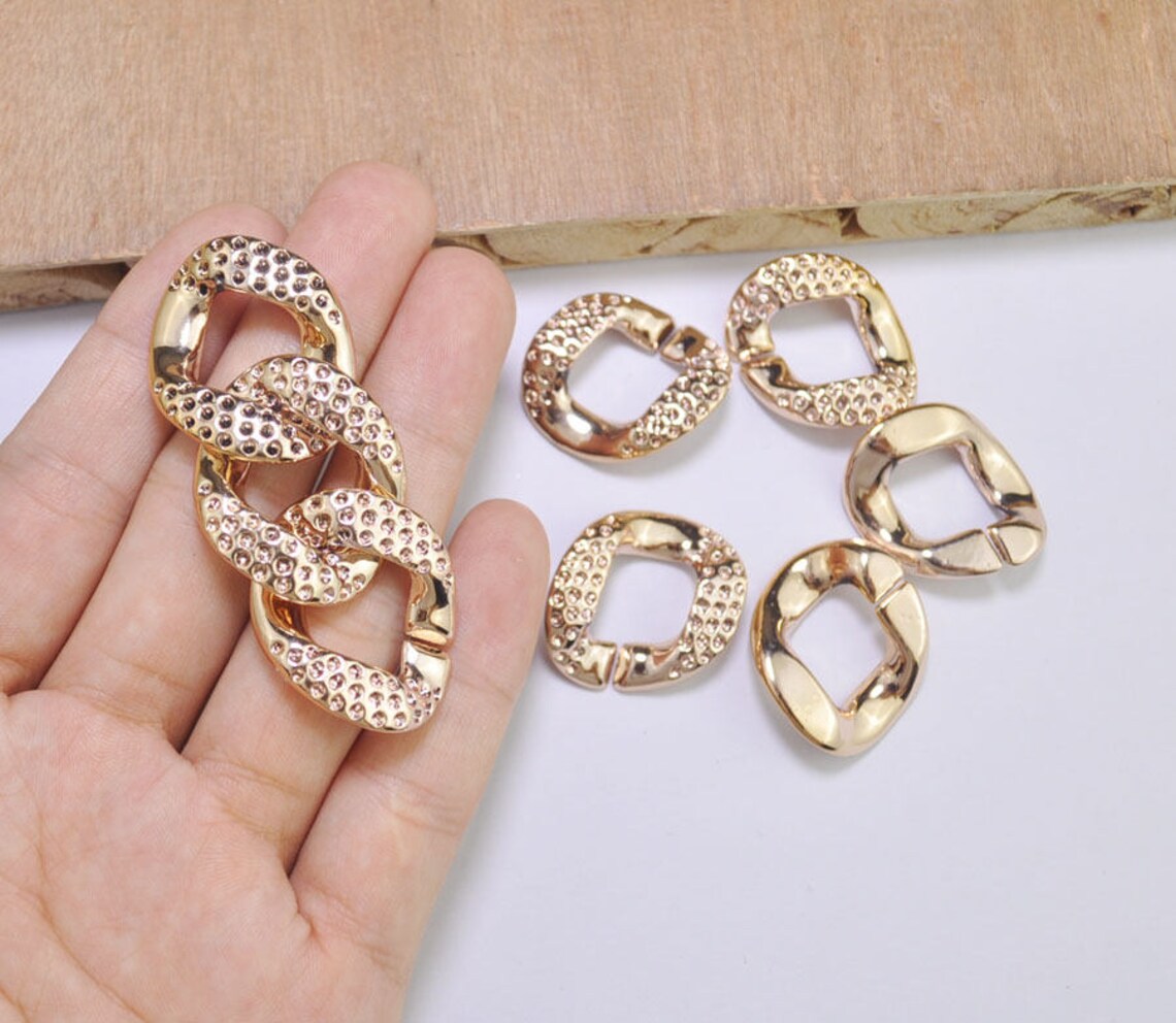 Plastics Chain/30pcs Small Gold Chunky Chain Links/acrylic | Etsy