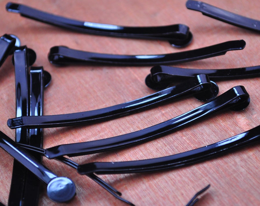 50PCS Black Stone Metal Bobby Pins With 8mm Round Padhair - Etsy