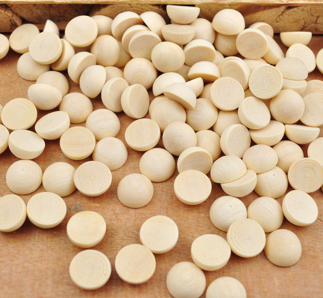 100pcs 10mm Small Wood Half Split Balls,dome Ball, Unfinished Ball Half ...