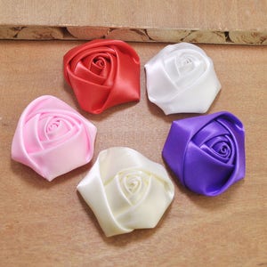 1.77" Silky Satin Roll Rosettes，15pcs Large Mixed Color Satin Roses ...