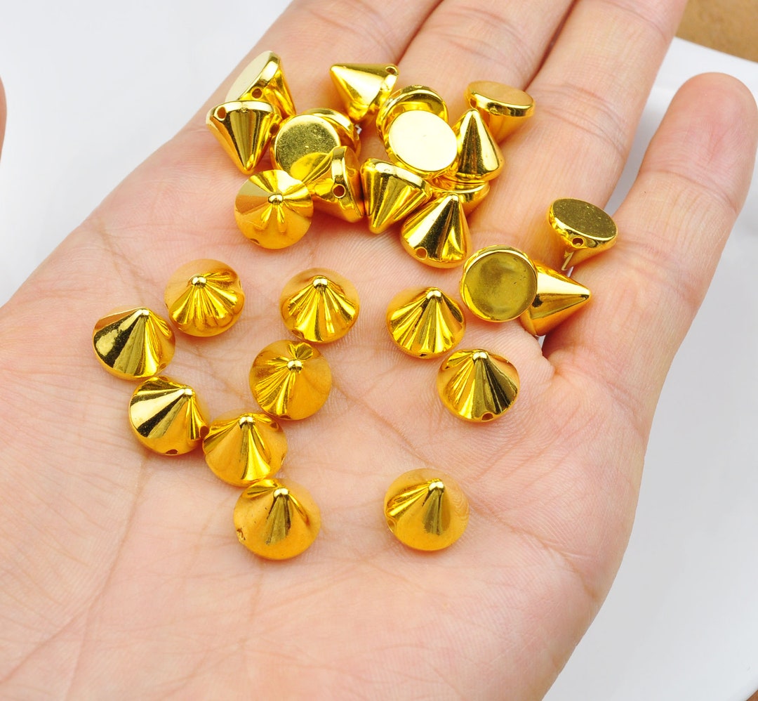 50pcs Gold Spikes, Sew on Stud Spikes, Plastic Spikes, Flat Back Spikes ...