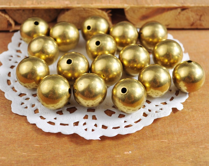 14mm Brass Ball Beads, 5pcs/10pcs Raw Brass Ball Beads Without Holes ...