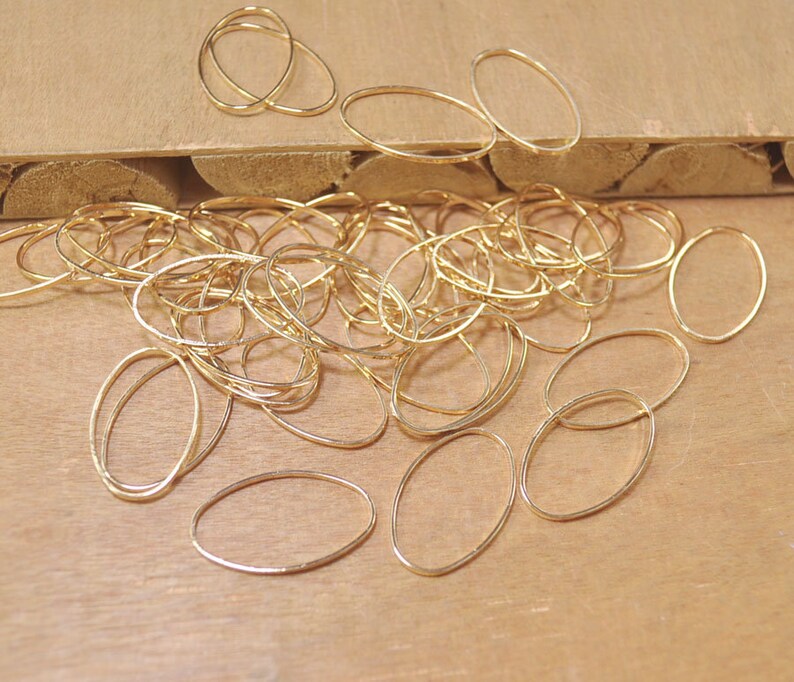 50pcs KC Gold Plated Flat Oval Jump Ring, Brass Oval Connectors,oval ...