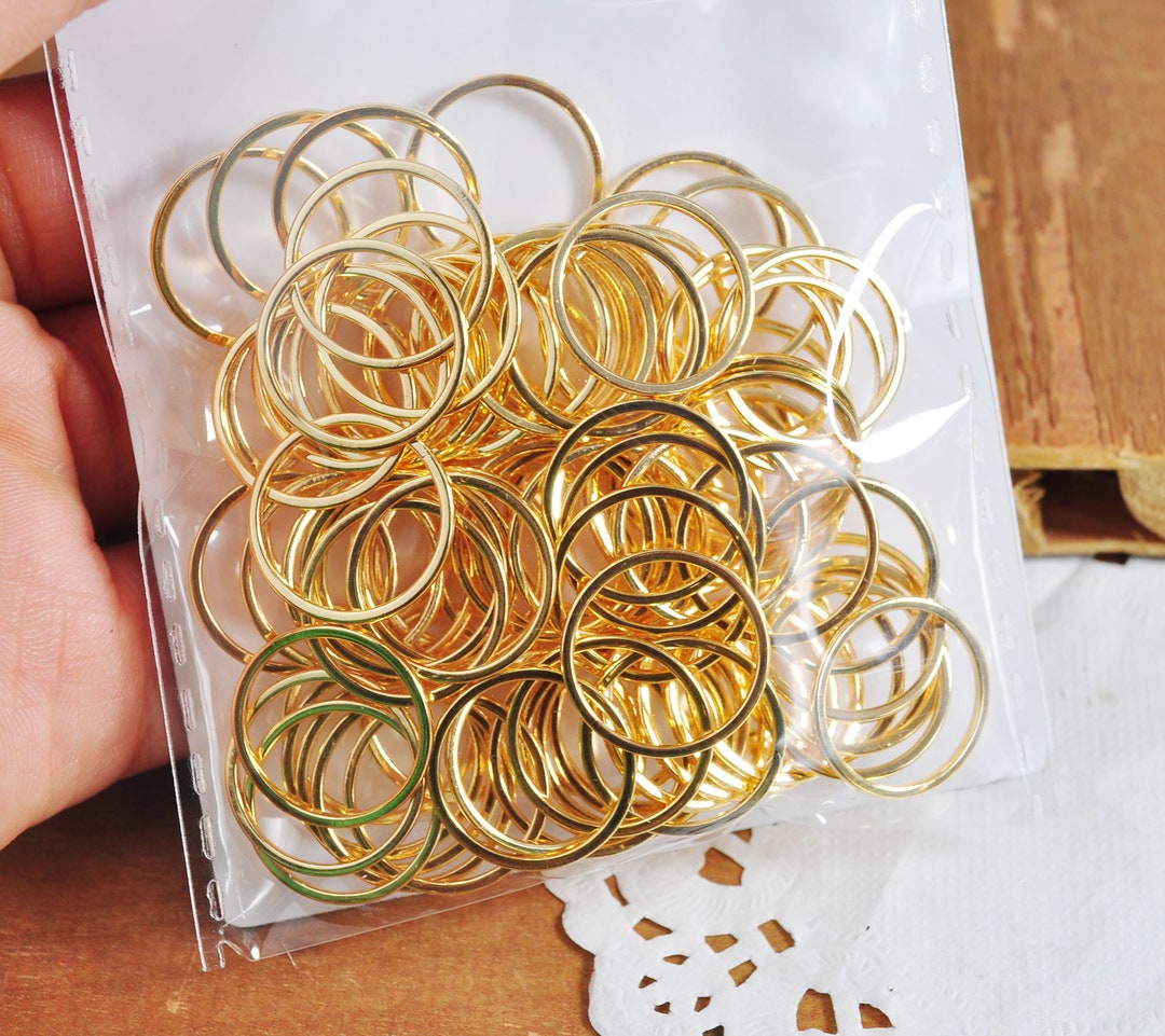 10-100pcs 18K Gold Round Link Charms 16mm, 18K Real Gold Plated Brass ...