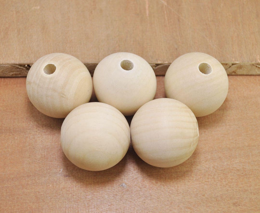 10pcs 40mm Large Round Ball Unfinished Natural Wood Bead/wooden Beads ...