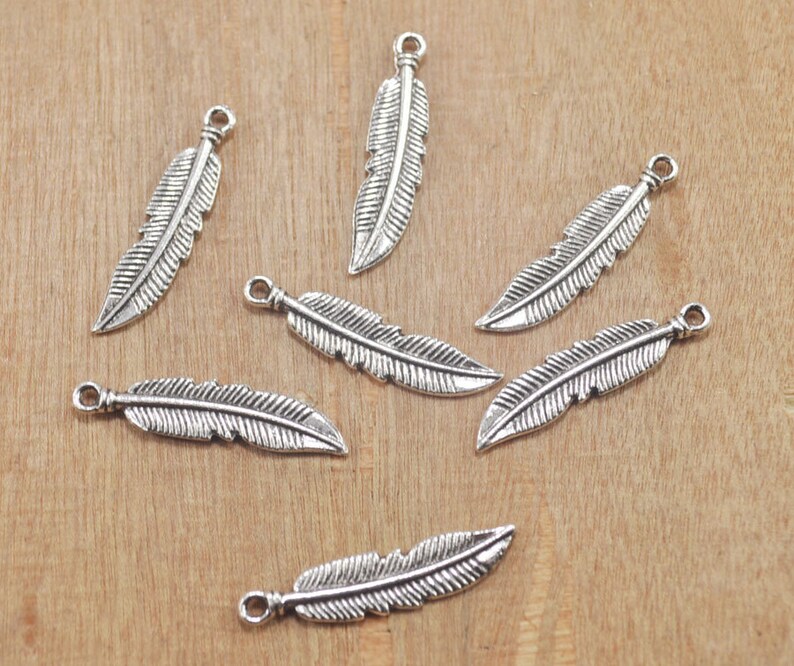 20pcs Antique Silver Feather Charms Feather Pendanttiny - Etsy