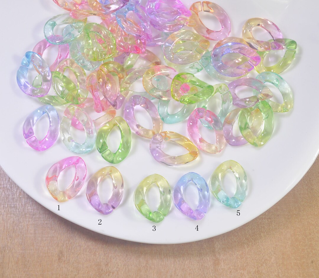 Two Color Transparent Plastic Chain,50pcs Chunky Chain Links,plastic ...