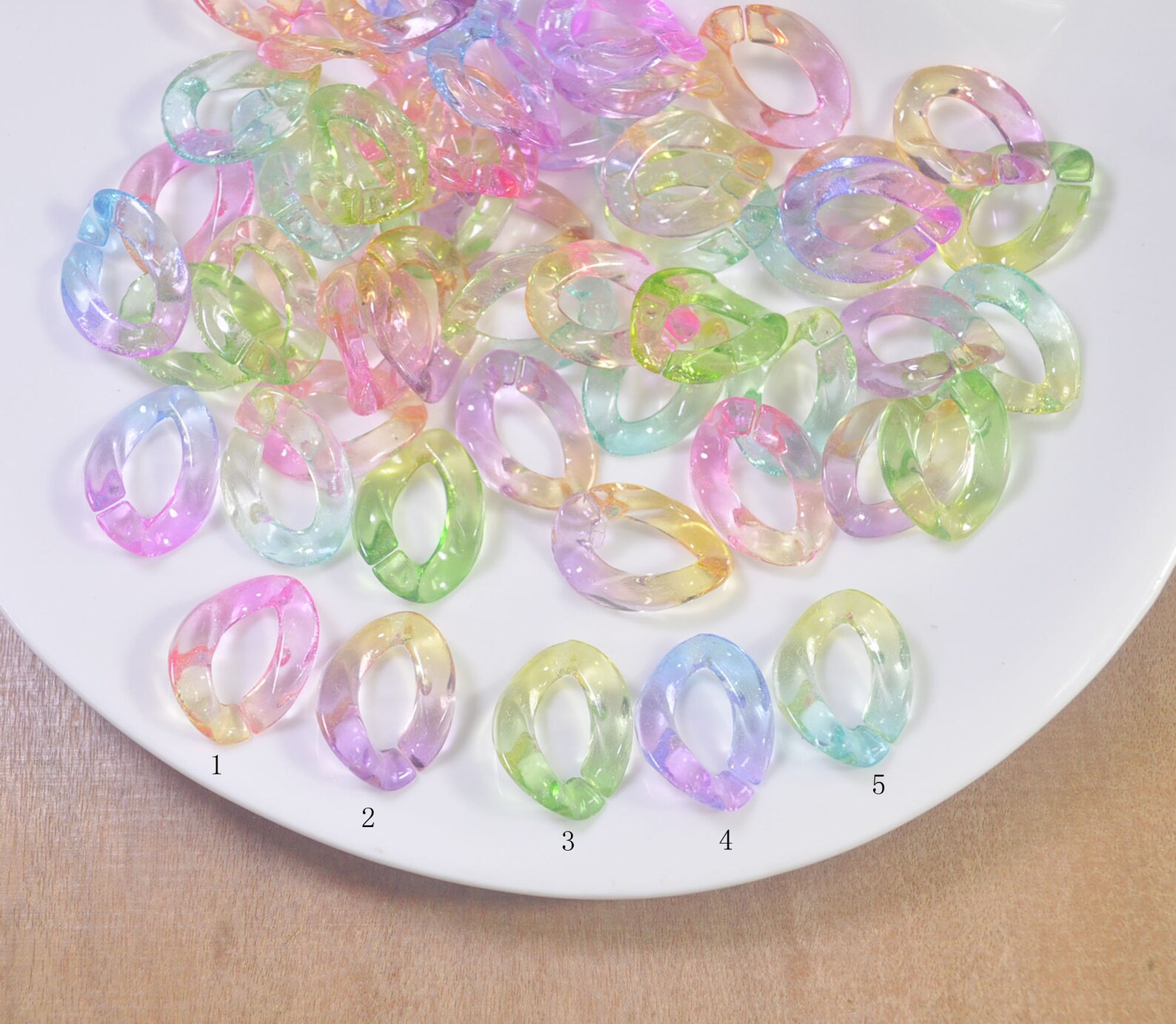 Two Color Transparent Plastic Chain,50pcs Chunky Chain Links,plastic ...
