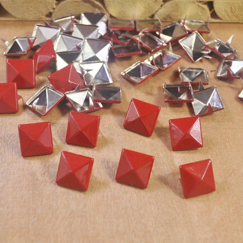 Metal Studs50/100 Red Square Metal Pyramid Studs for Clothing - Etsy