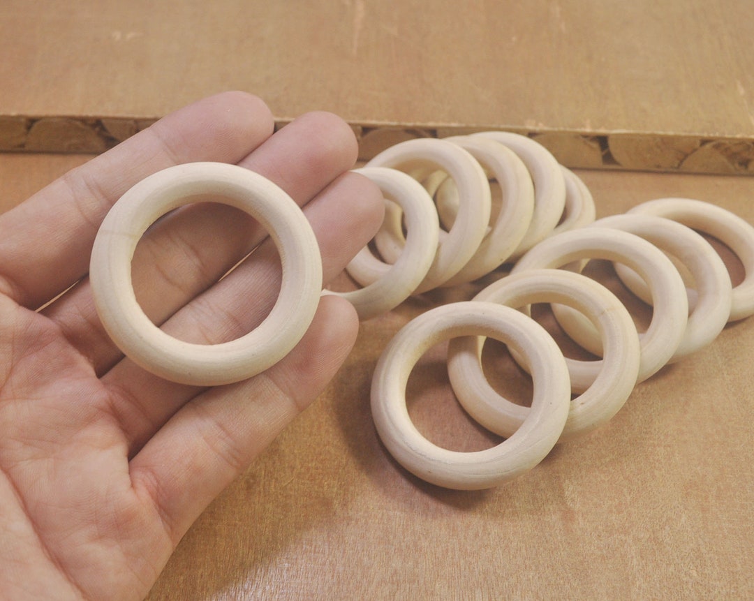 30pcs Round Unfinished Natural Wood Ring Circle,macrame Ring,wood Beads ...