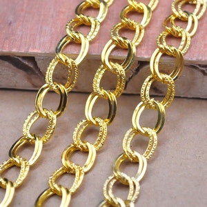 Double Twist Flat Wide Gold Chain,large Gold Chain, Double Link Chain ...
