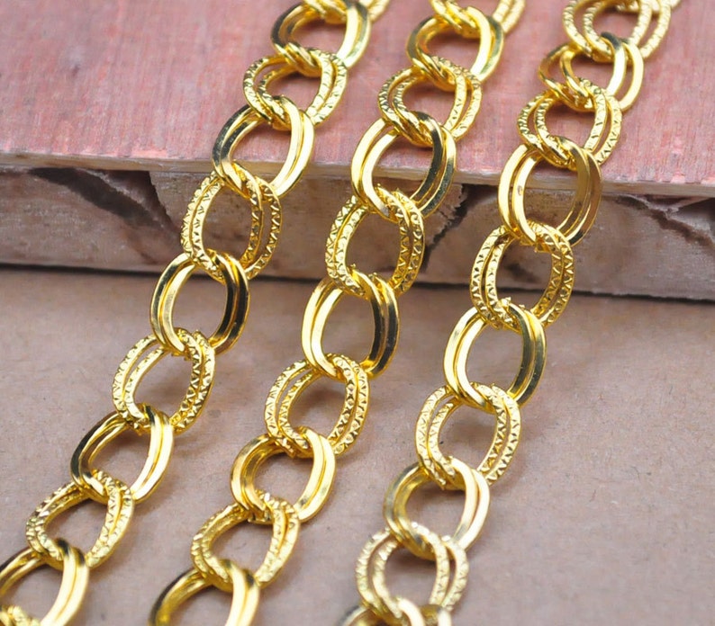 Double Twist Flat Wide Gold Chainlarge Gold Chain Double - Etsy