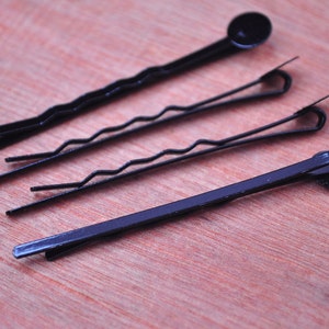 Black Bobby Pin Blanks,100pcs Black Stone Metal Hair Clips With 8mm ...