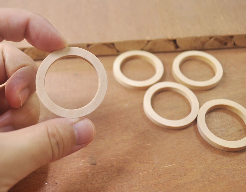 20pcs 39mm Natural Flat Wood Ringlarge Unfinished Wooden - Etsy